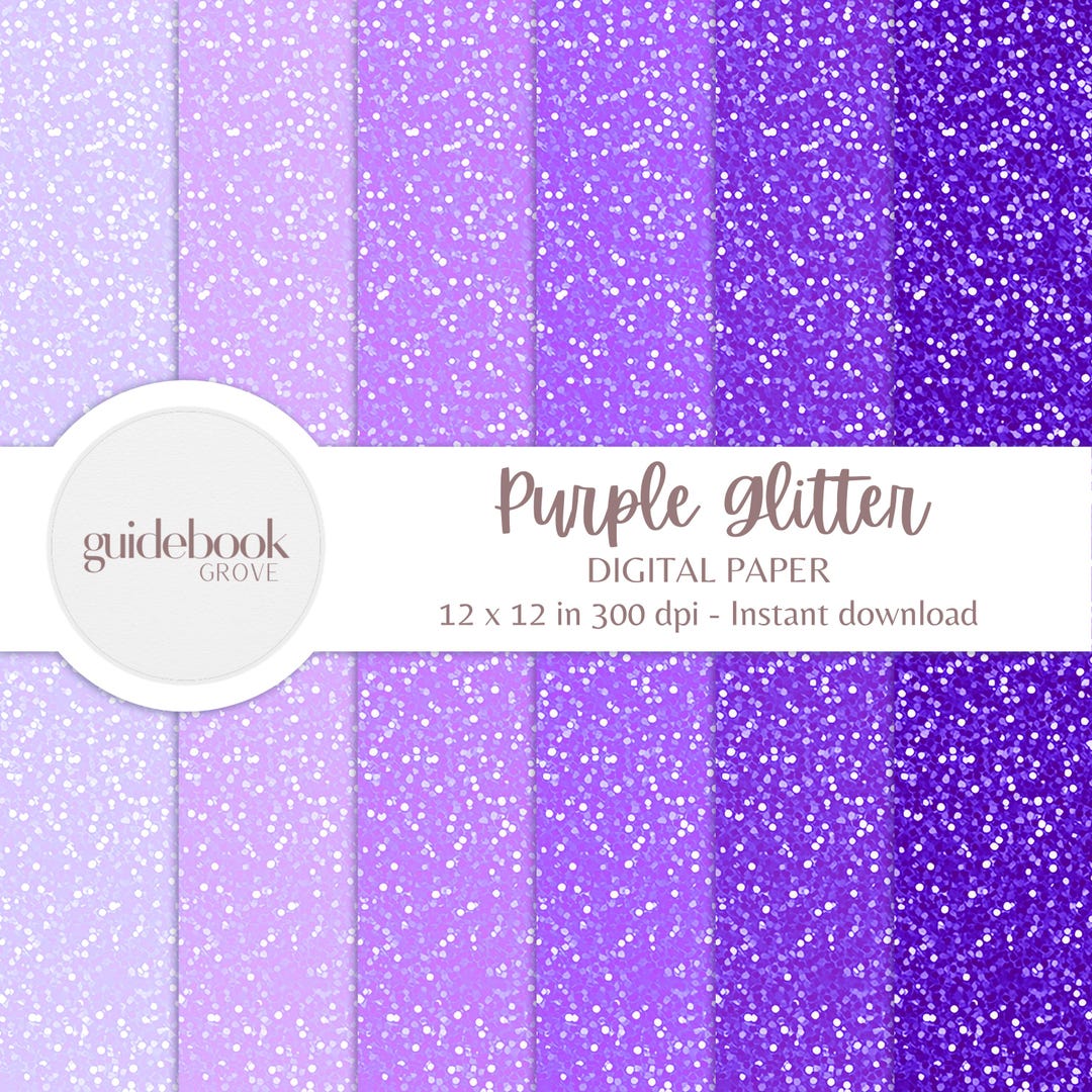 Violet Glitter Digital Paper, Scrapbook Paper, Glitter Pattern ...