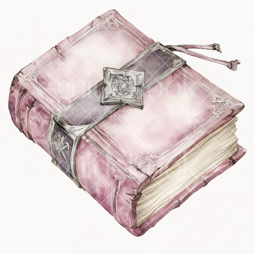 Watercolor Pink Magic Spellbook Clipart, Minimal Dnd Grimoire PNG, Dark ...