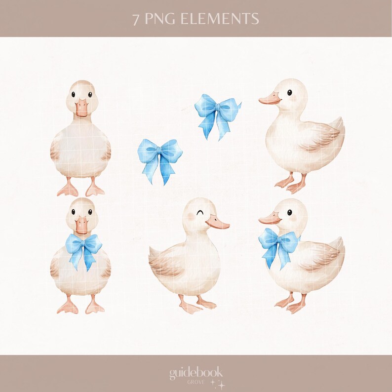 Watercolor Ducks Clipart, Cute Duck Illustrations, Farm Animals Digital ...