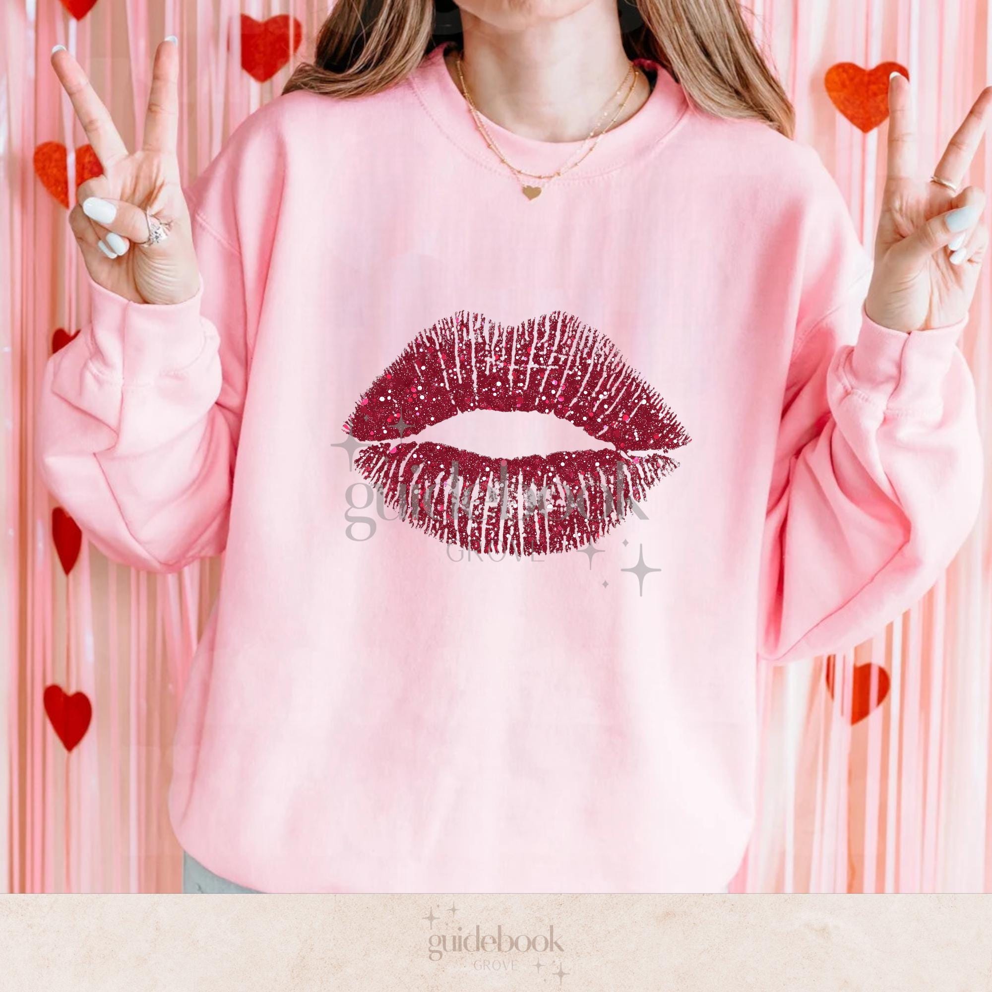 Glitter Kiss Mark PNG – Girly Valentine’s Day Clipart, Cute Aesthetic ...