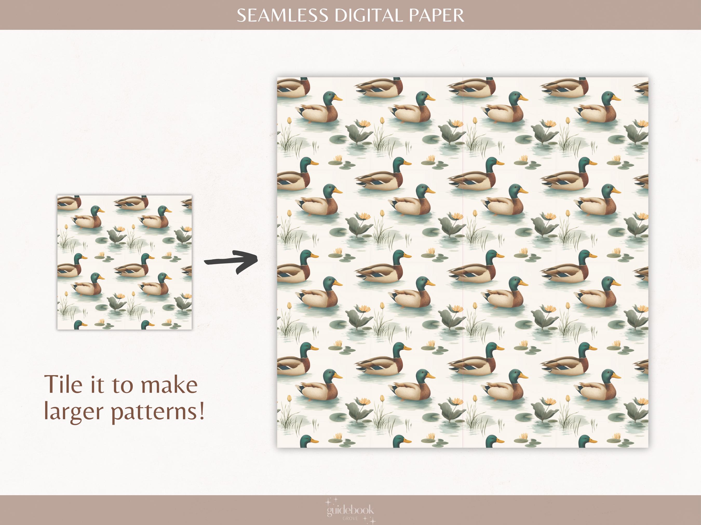 Mallard Duck Digital Paper, Chinoiserie, Duck Pattern, Fabric, Baby ...