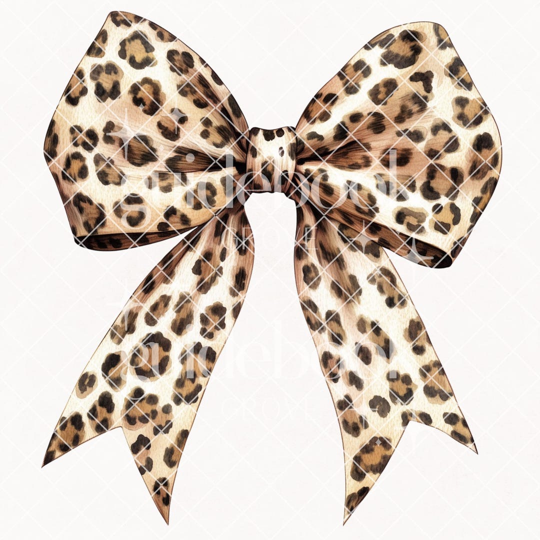 Watercolor Cheetah Bow Clipart, Coquette Watercolor Bow PNG, Minimal ...