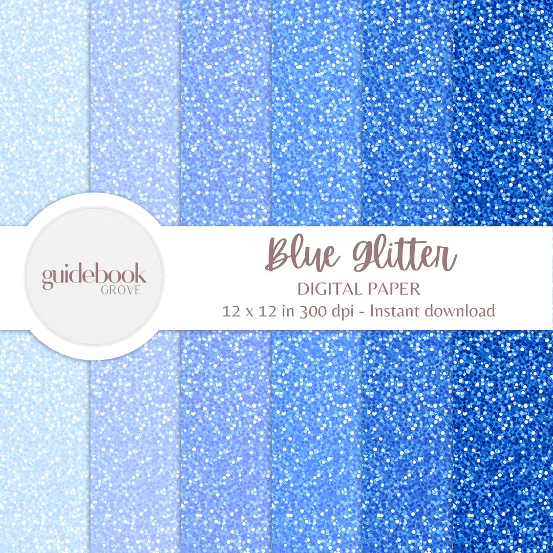 Blue Glitter Digital Paper, Scrapbook Paper, Printable Glitter Paper ...