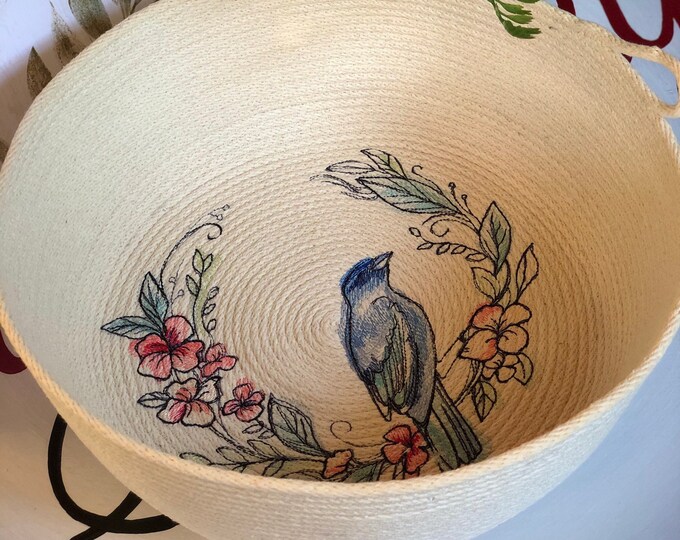 Rope Bowl, Embroidered Cotton Rope Bowl, Handcrafted Decorative Bowl ...