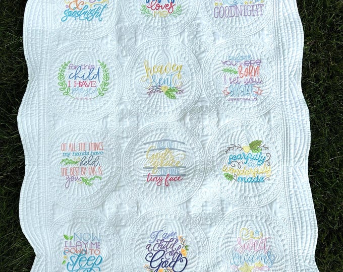 Handcrafted Embroidered Baby Quilt Bible Theme Embroidered Baby Blanket ...