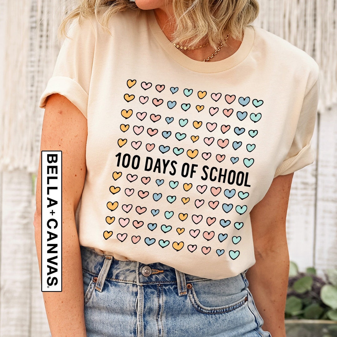 100 Days of School Shirt, 100th Day of School, 100 Days of Hearts Shirt ...