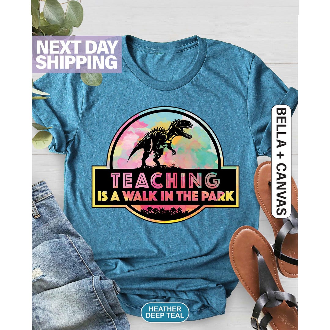 Colorful Teaching is A Walk in the Park Shirt, Kindergarten Teacher Tee ...