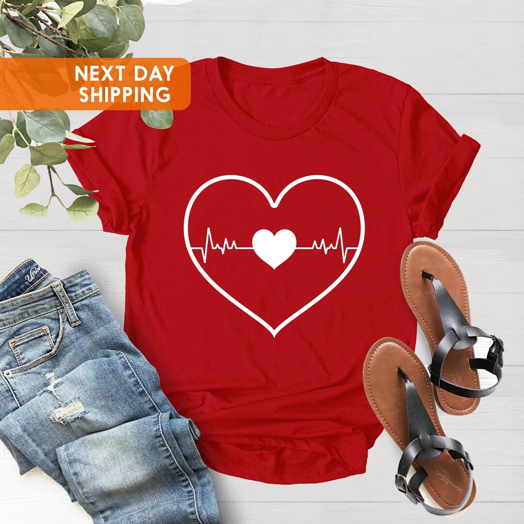 Heartbeat Love Shirt, Nurse Shirt, Gift for Girlfriend, Heart T Shirt ...