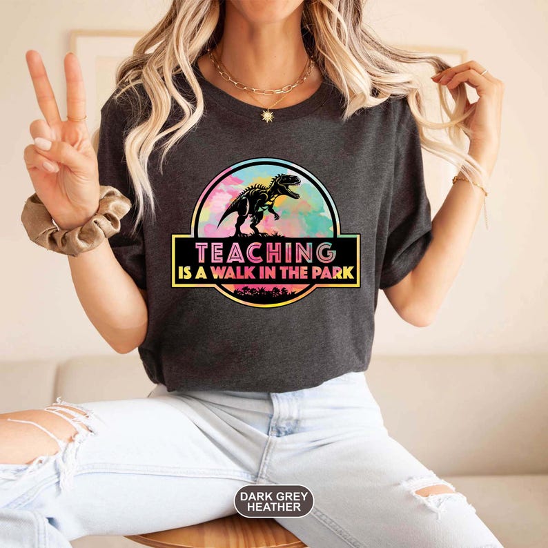 Colorful Teaching is A Walk in the Park Shirt, Kindergarten Teacher Tee ...