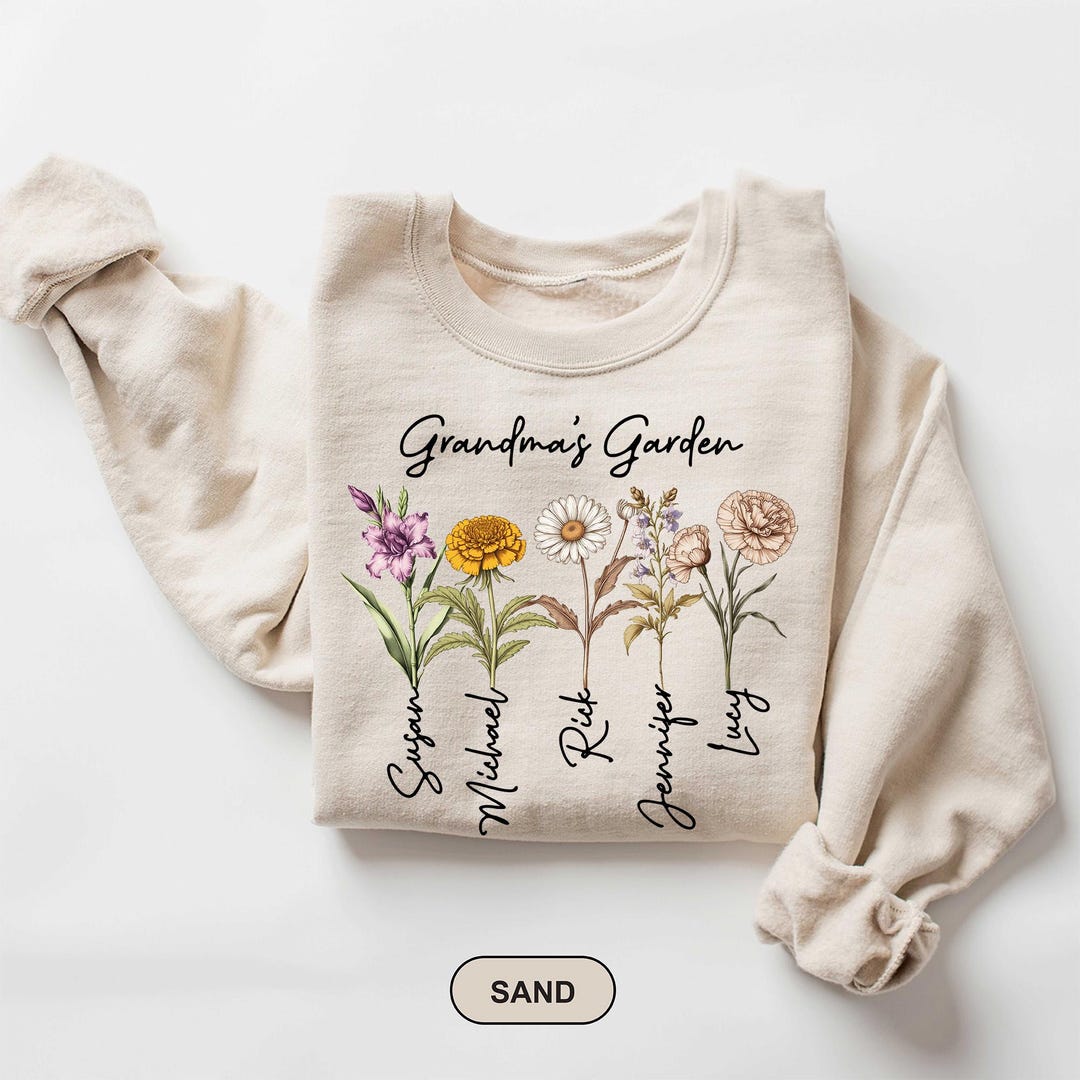 Grandma's Garden Sweatshirt, Custom Birthflower Sweatshirt, Gift for ...