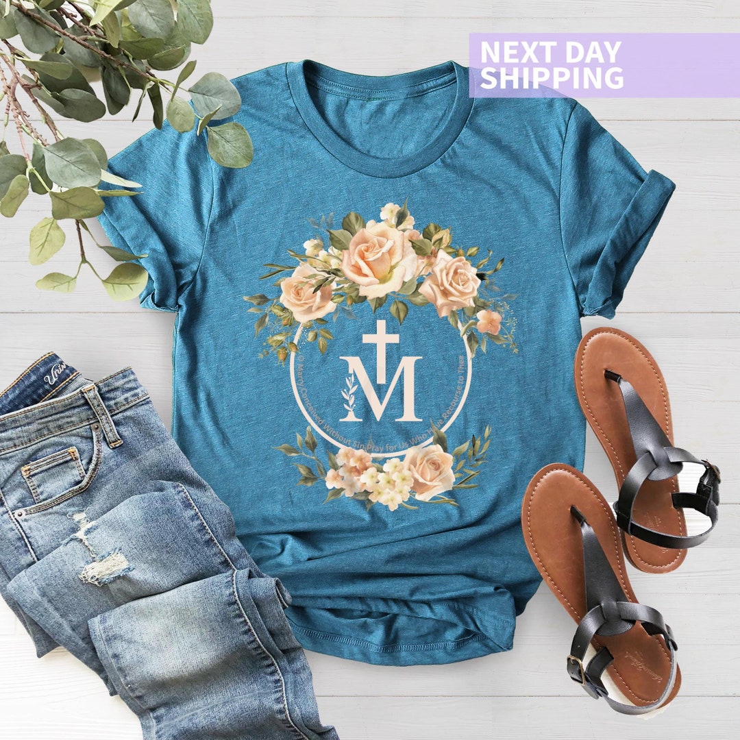 Marian Catholic T-shirt, Virgin Mary Shirt, Catholic Gifts for Women ...