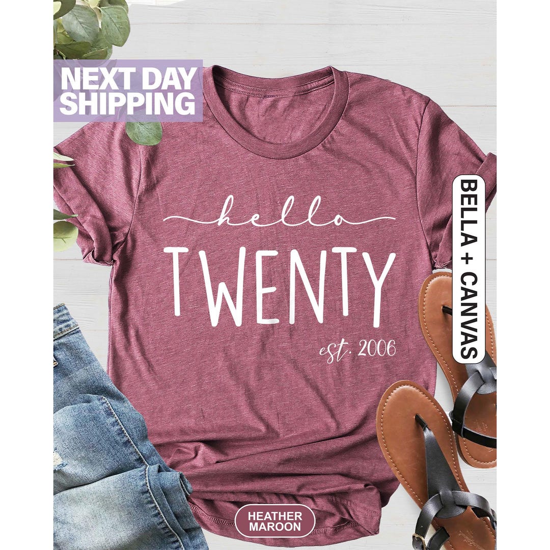 Hello Twenty Birthday Shirt, 20th Women Gift, Turning 20 Birthday Shirt ...