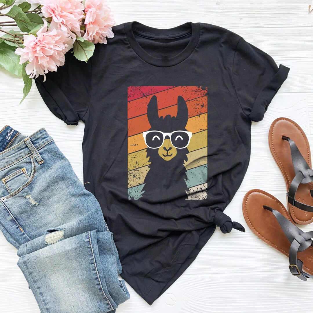 Vintage Retro Style Llama Alpaca 80s Llama Lovers Gift Shirt Men Llama ...