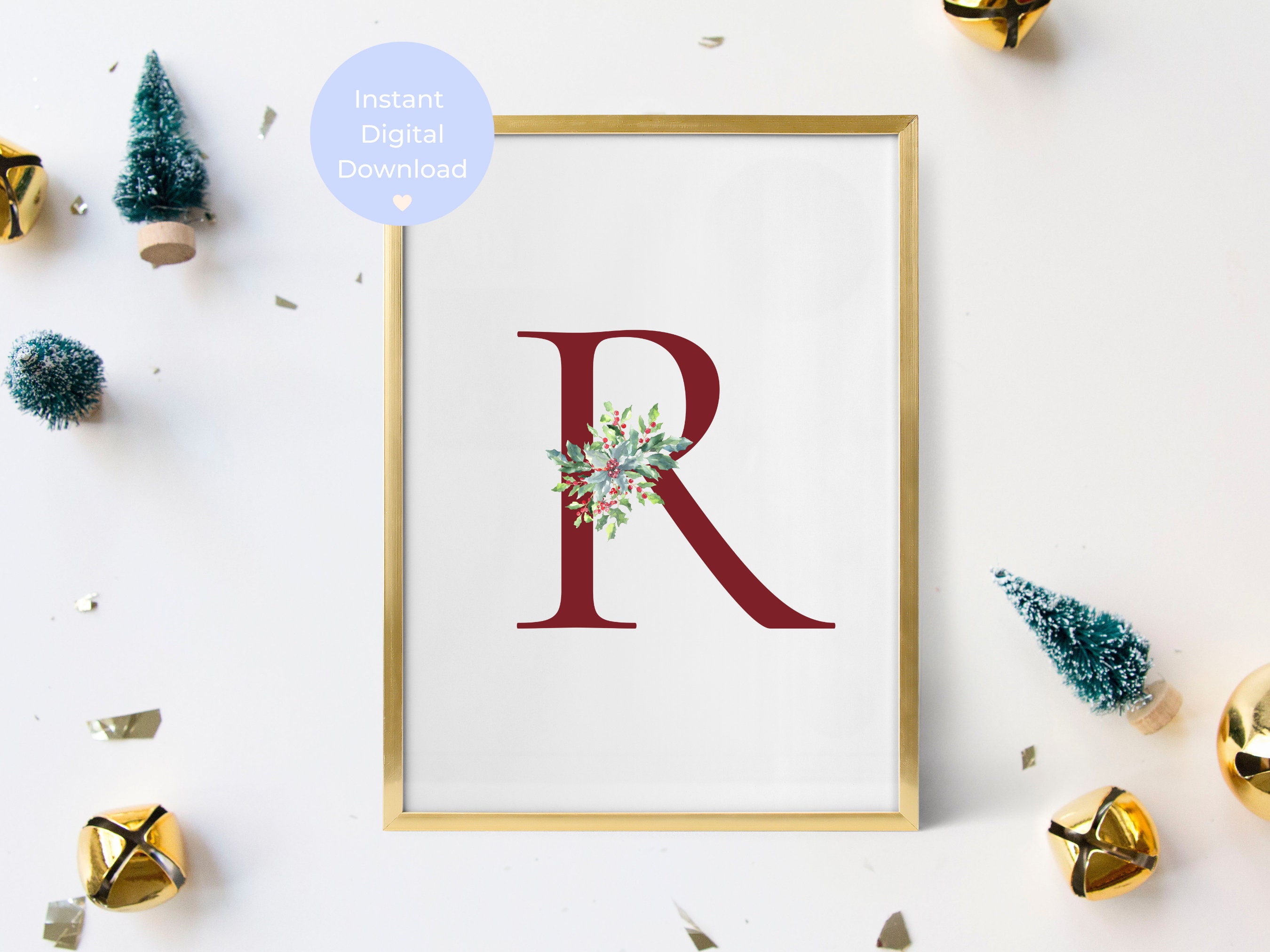 Letter R Printable Wall Art, Christmas Red Letter Print, Downloadable ...
