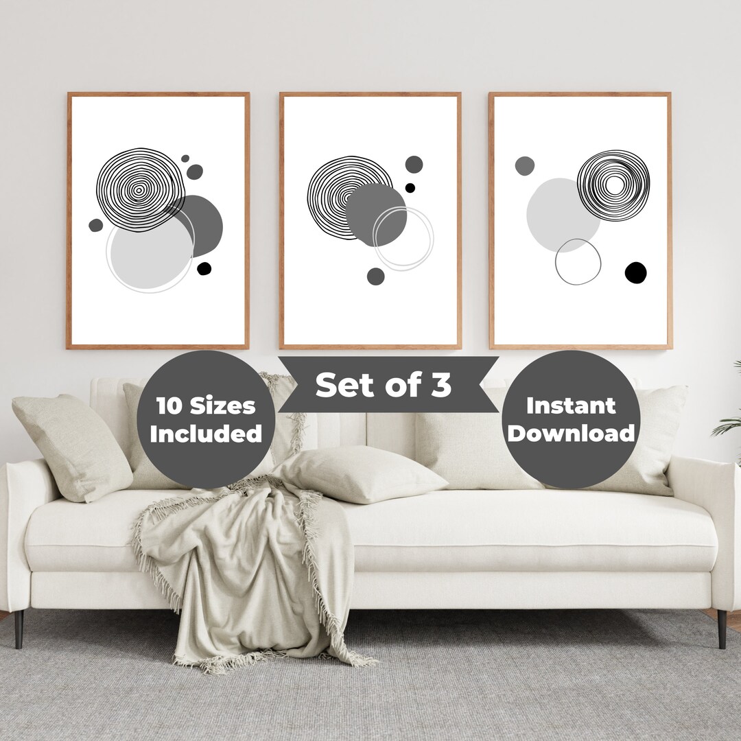 Black and White Prints Set of 3 Wall Art Black and White Decor Home Art ...