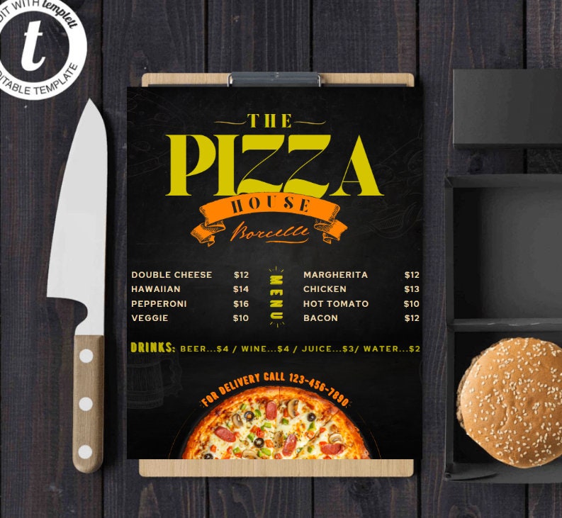 Diner Menu Template, Fast Food Restaurant Menu Template, DIY Menu ...