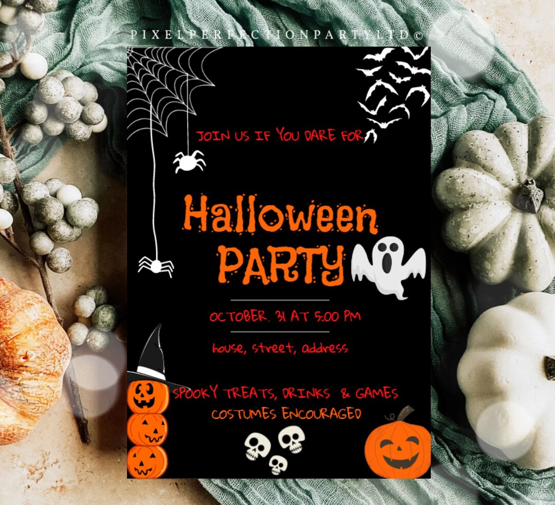 Editable Halloween Costume Party Invitation Spooky Cute - Etsy