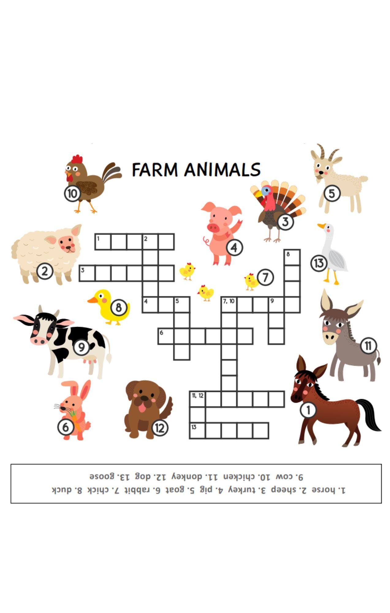 Printable Kids Crossword Puzzle – Fun & Educational Activity PDF Summer ...