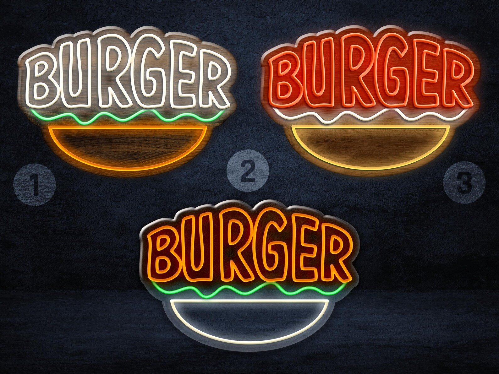 LED Burger Neon Sign, Burger Shop Wall Light, Restaurant Decor, Man ...