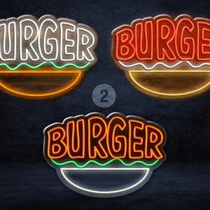 LED Burger Neon Sign, Burger Shop Wall Light, Restaurant Decor, Man ...