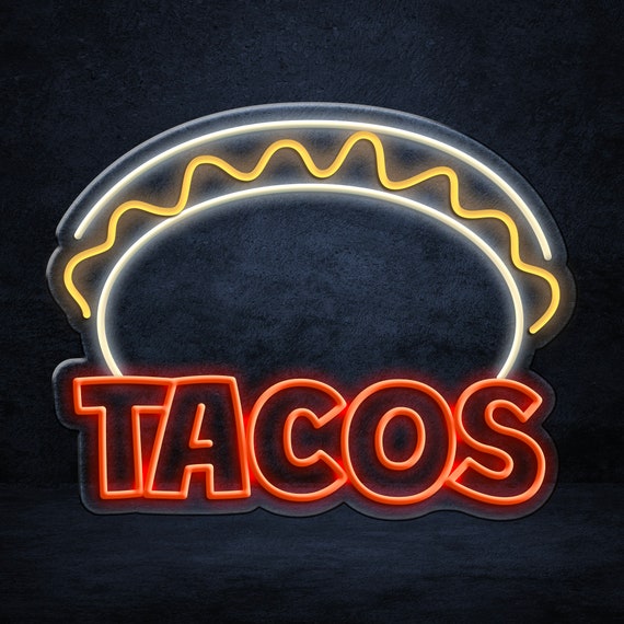 Tacos Neon Sign Wood Neon Sign Fast Food Neon Sign Bar - Etsy