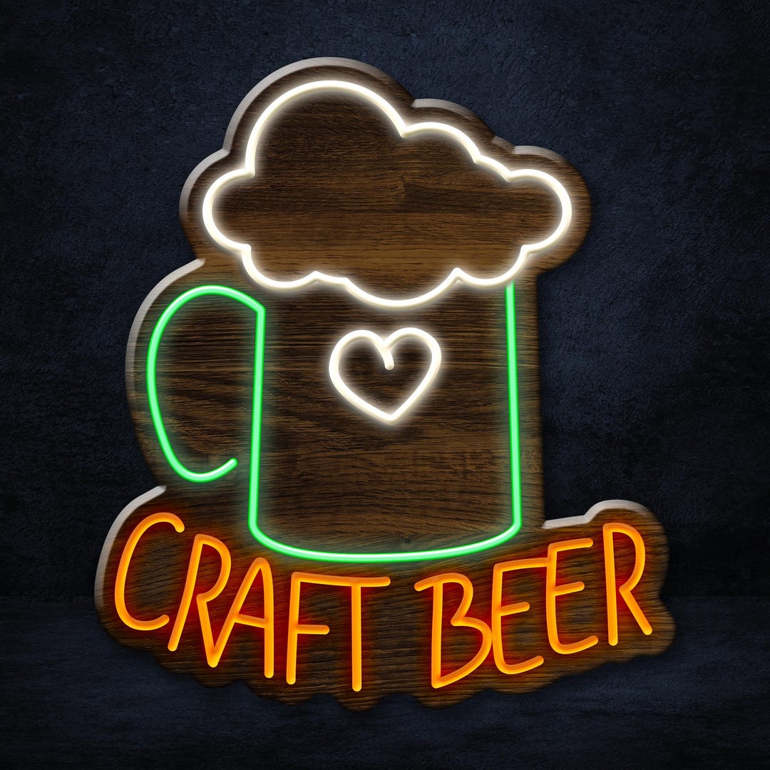 Craft Beer Mug Neon Sign, Neon Sign, Craft Beer Sign, LED Neon Bar ...