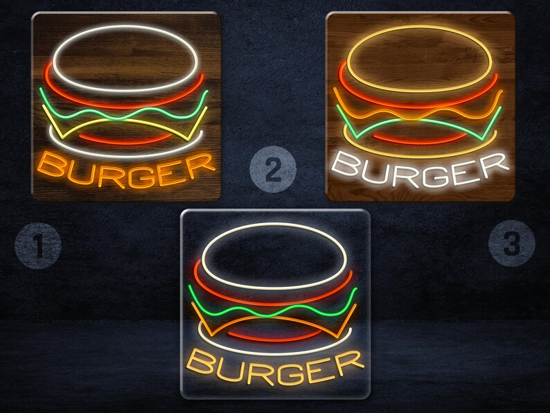 Catchy LED Burger Sign, Neon Burger Shop Wall Decor, Neon Sign, Man ...