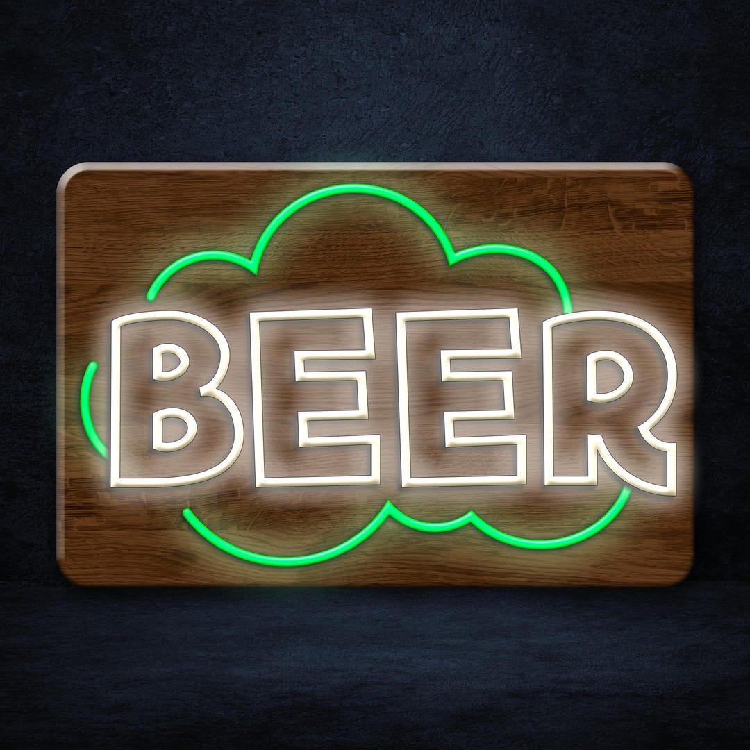 Beer LED Neon Sign, Custom Bar Wall Decor, Man Cave Bar Light, Pub LED ...
