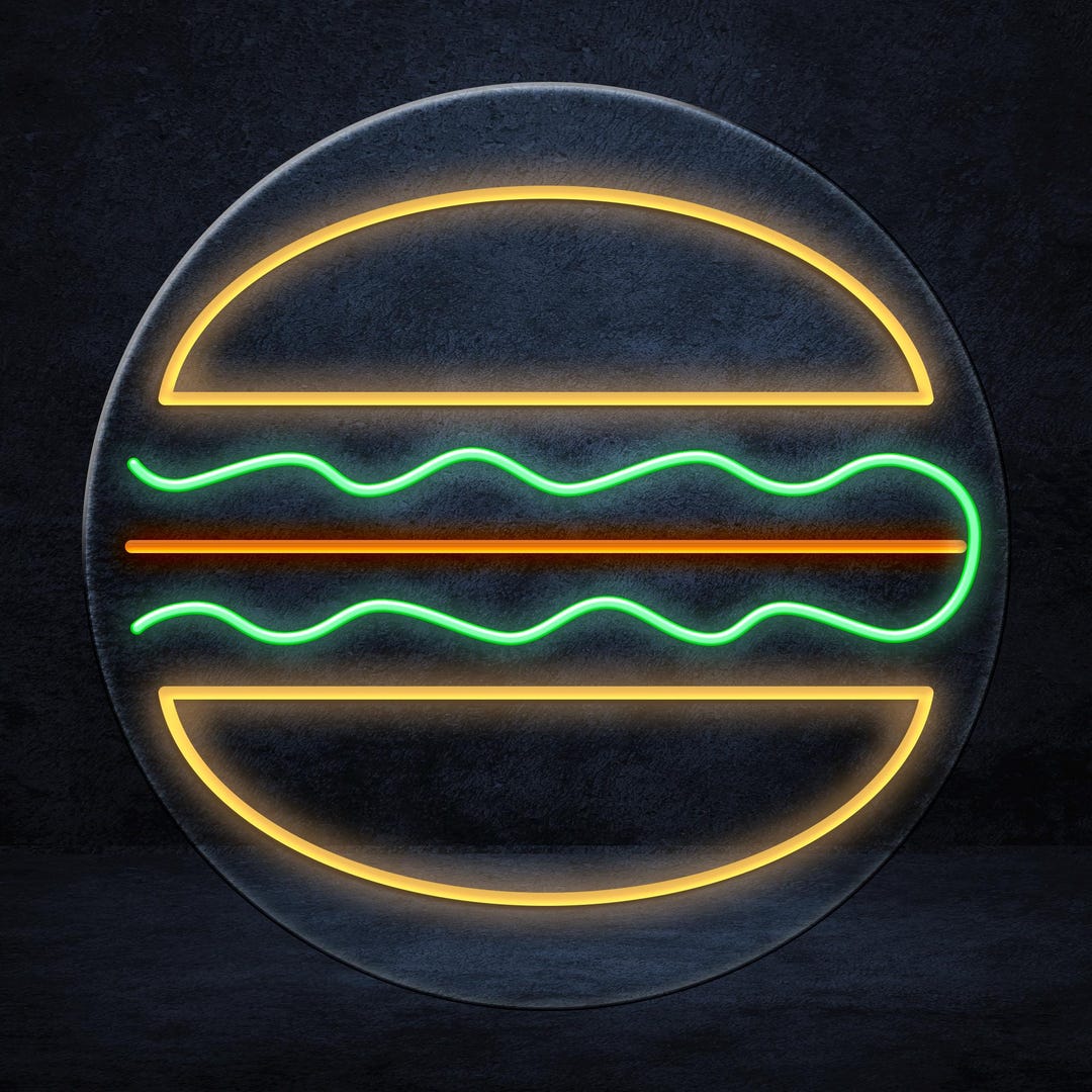 Neon Burger Sign, Perfect Sign for Burger Shop, Fast Food Decor, Man ...