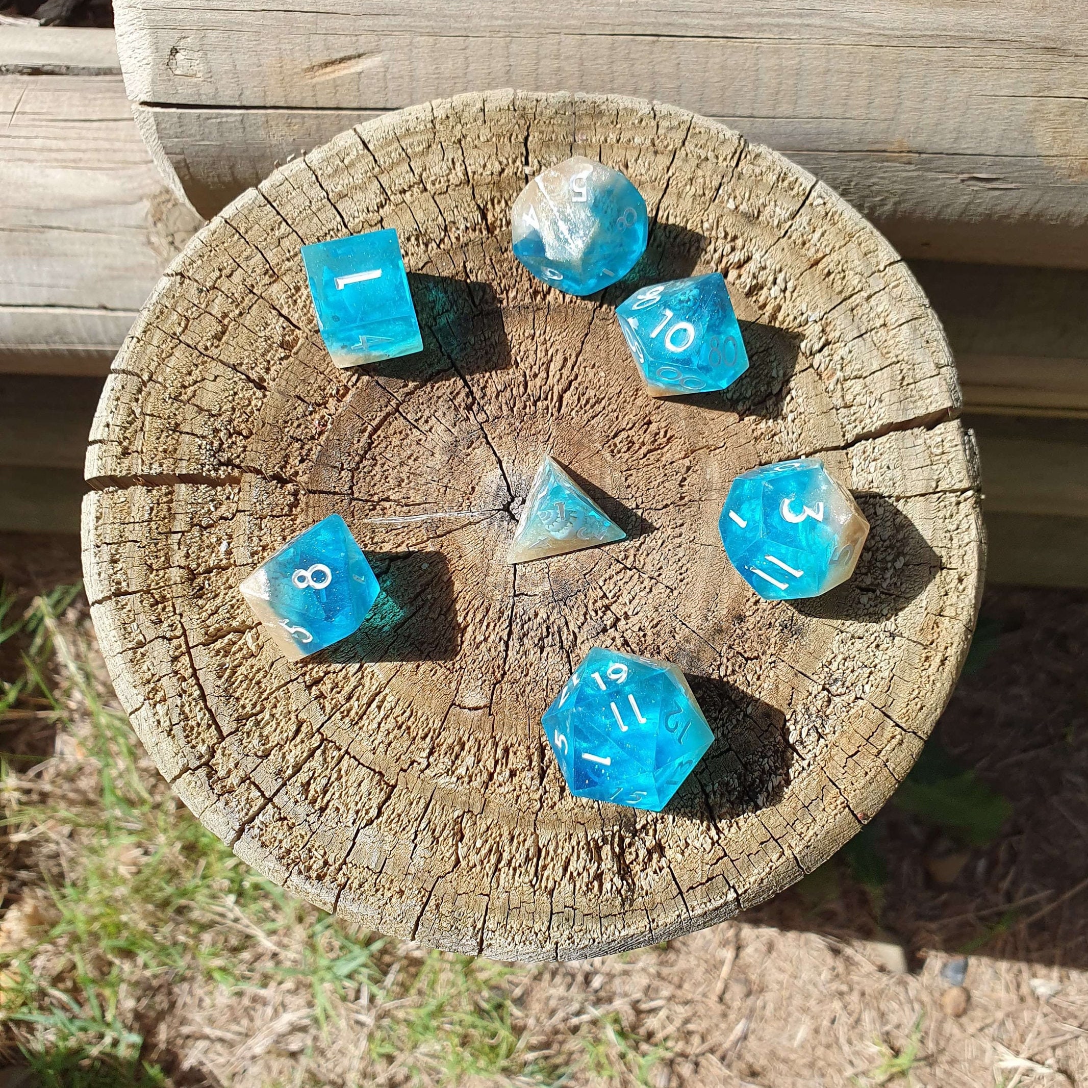 Dnd Handcrafted 7 Piece Dice Set Pacific Shore - Etsy