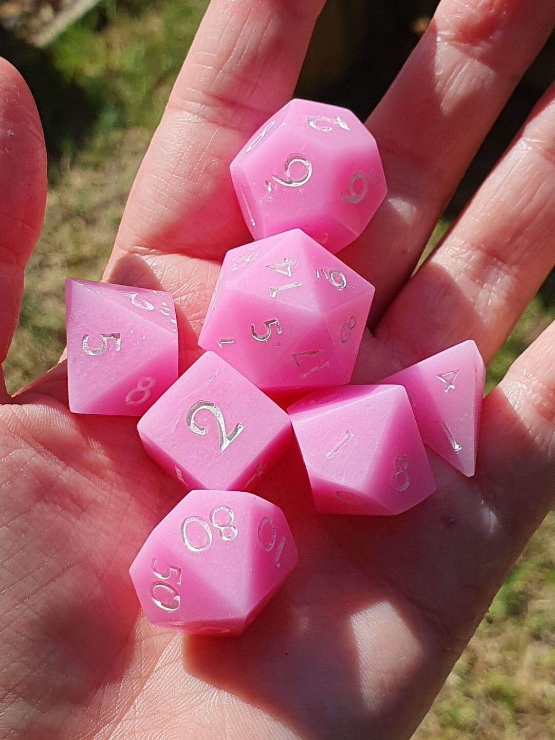Dnd Handcrafted 7 Piece Dice Set | Paint Splatter Pink - Etsy