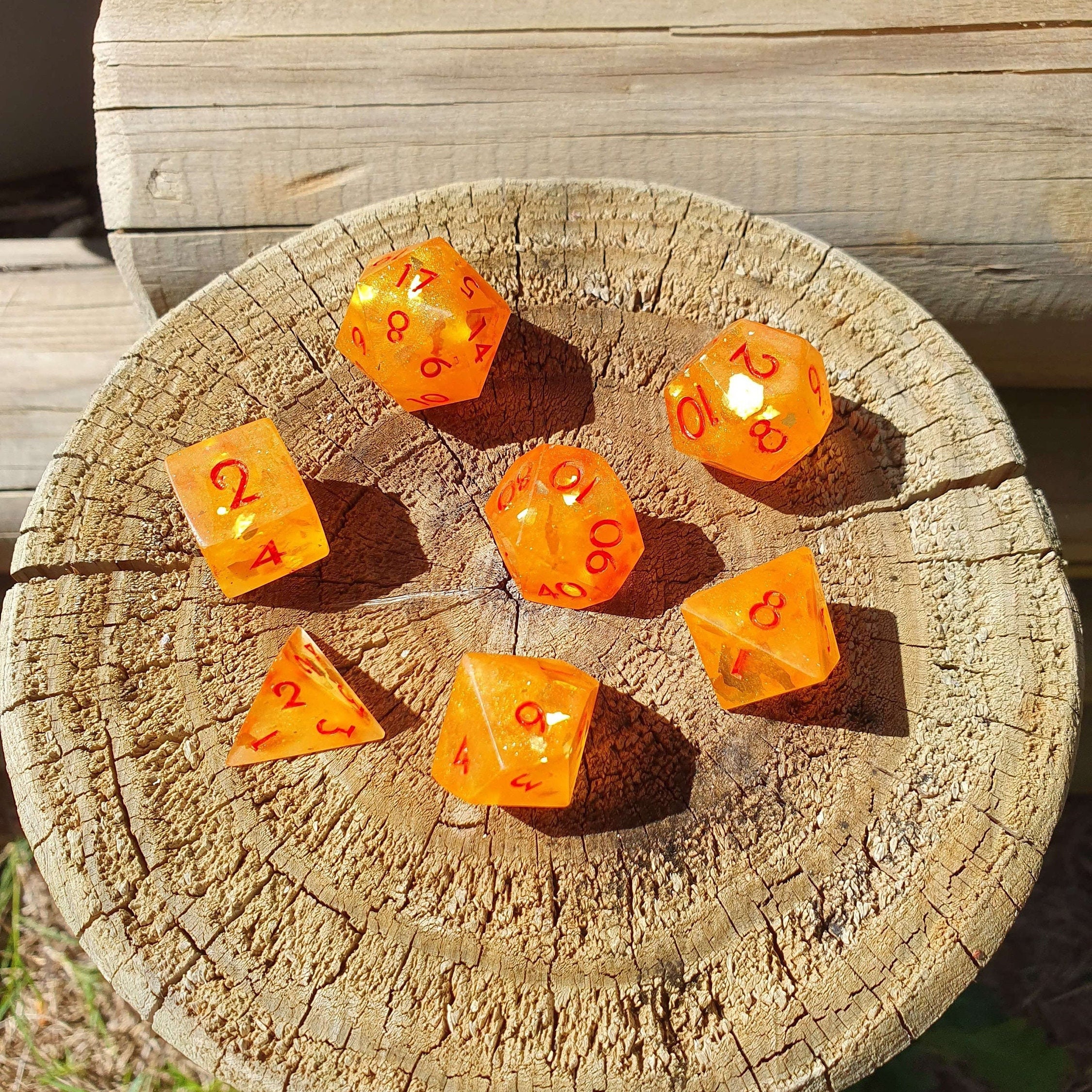 Dnd Handcrafted 7 Piece Dice Set Solar Flare - Etsy Australia