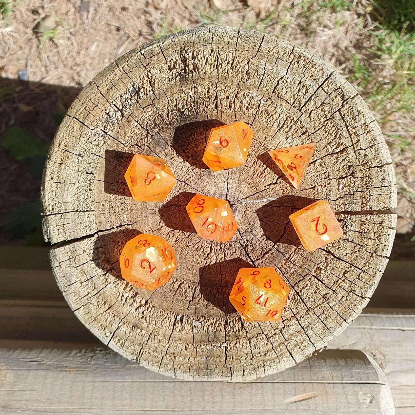 Dnd Handcrafted 7 Piece Dice Set Solar Flare - Etsy Australia