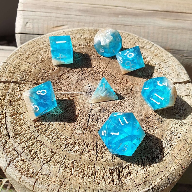 Dnd Handcrafted 7 Piece Dice Set Pacific Shore - Etsy
