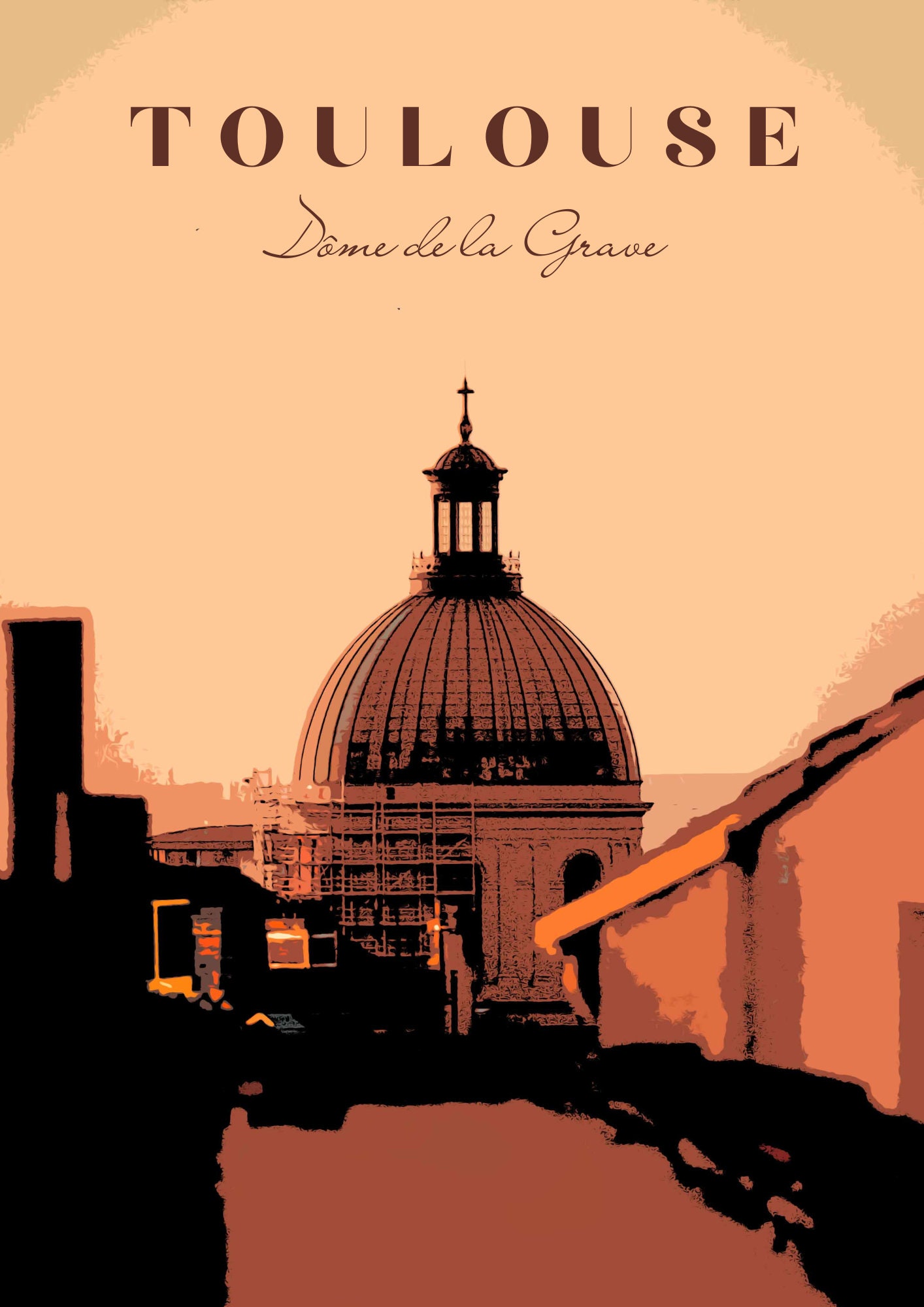 Toulouse Poster: Dôme De La Grave at Sunset - Etsy