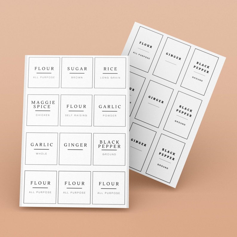 Classic, Elegant, Minimal Kitchen Labels. Digital Instant Download ...