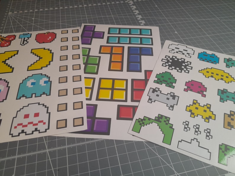Retro Gaming. Decals. Pacman. Tetris. Space Invaders. - Etsy