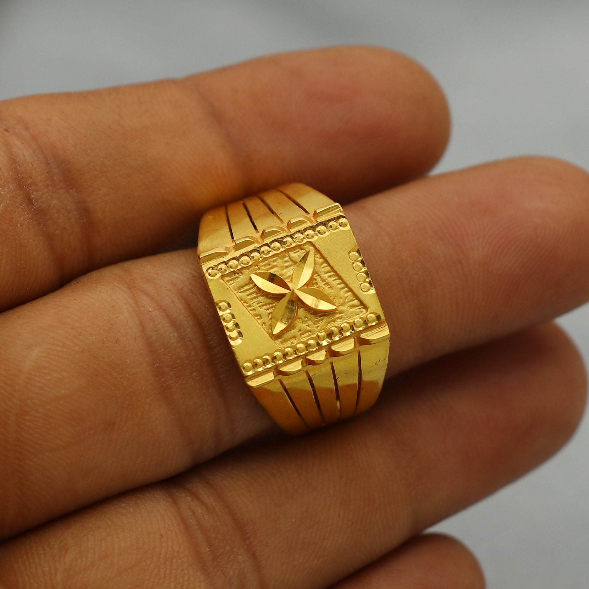 Stunning 22k 22KT GOLD Men RING Handmade Jewelry, Perfect Gift for ...