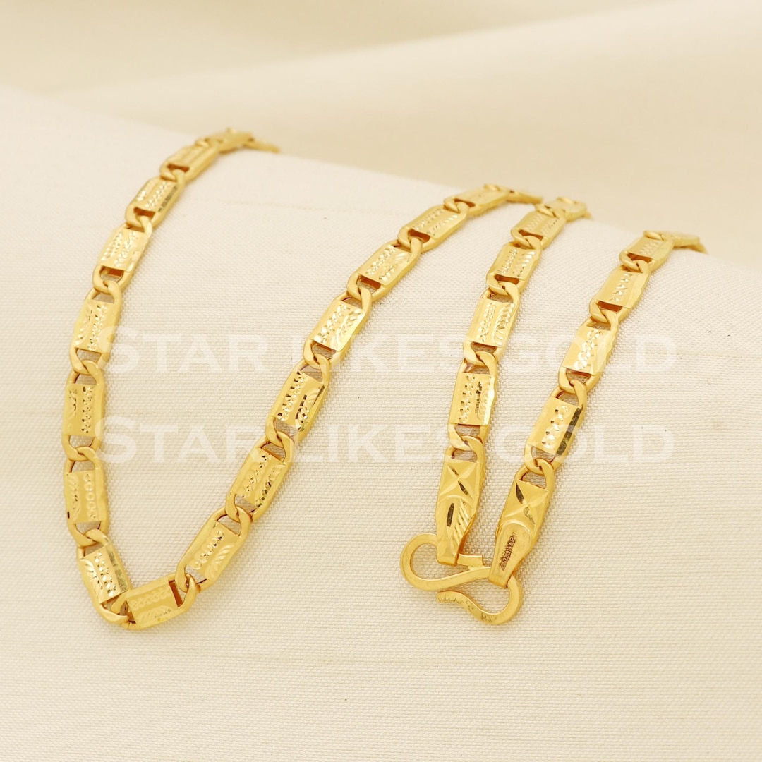 22k 22KT GOLD Yellow Gold Chain Necklace Handmade Fine Jewelry, PR1380 ...