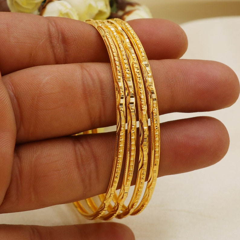 22 Karat 22k Gold Bangle Bracelet Set Jewelry, 4 Pieces Set - Etsy