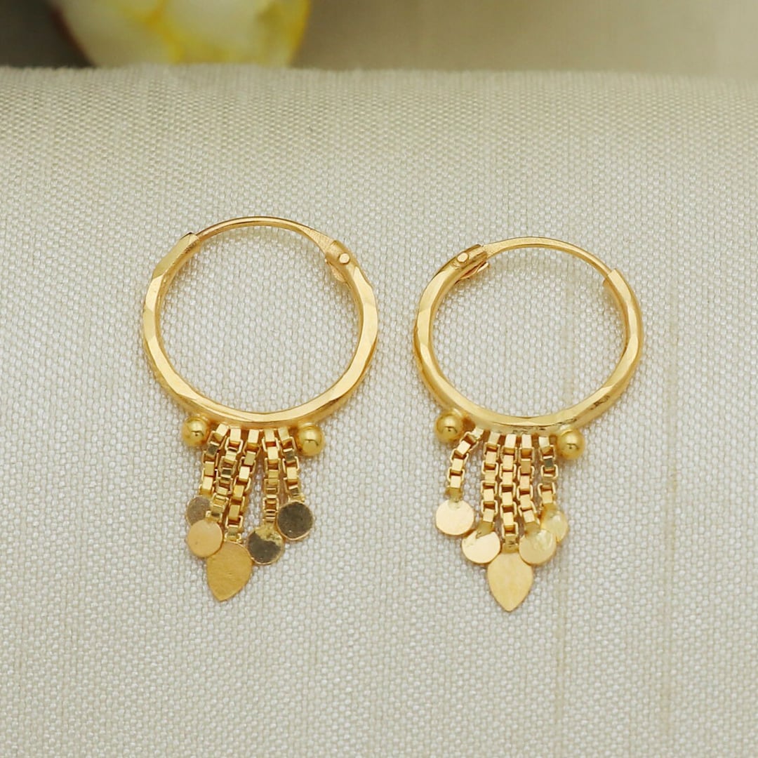 20 Karat 20k Gold Bali Hoop Earrings - Etsy