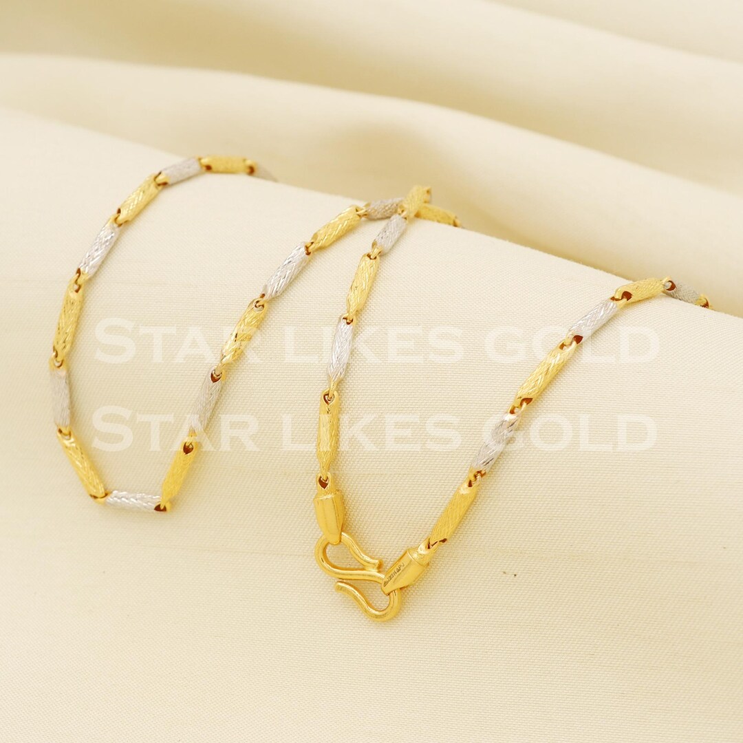 Two Tone 22k 22KT GOLD Chain Necklace Handmade Fine Jewelry, PR1343 - Etsy