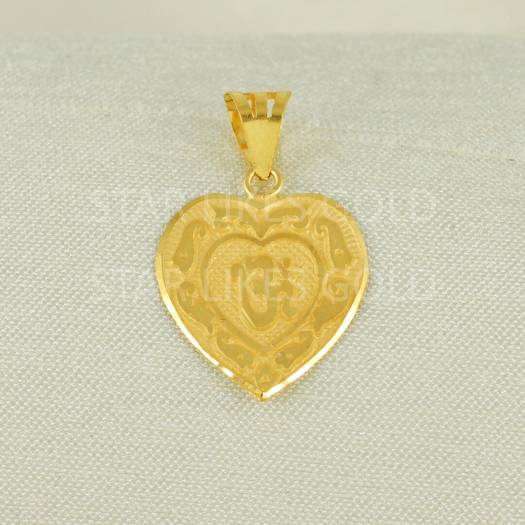Handmade 18k Solid Gold Om Heart Pendant, 18kt Yellow Gold Spiritual ...