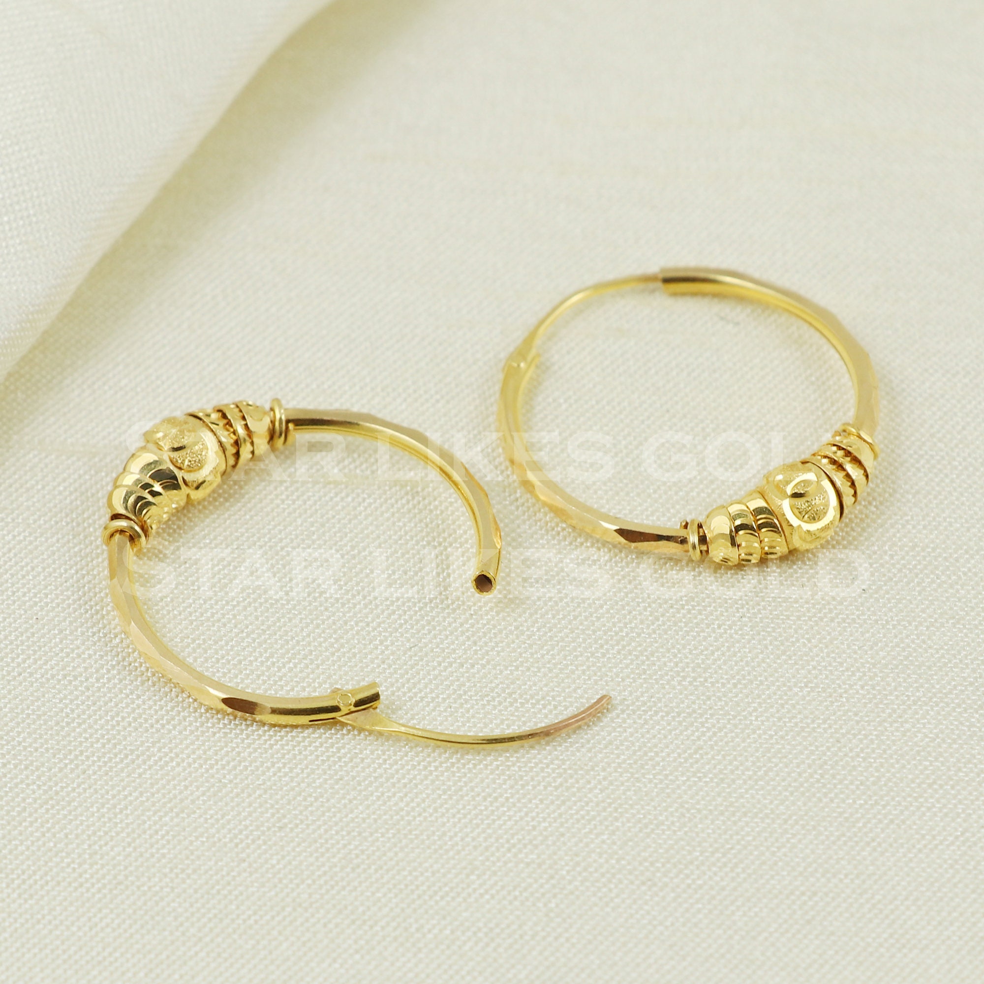 18 Karat 18k Gold Bali Hoop Earrings Jewelry - Etsy