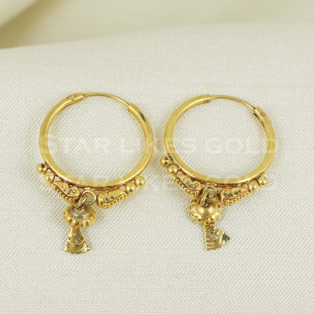 18 Karat Gold Bali Hoop Earrings: Elegant, Minimalist Design - Etsy