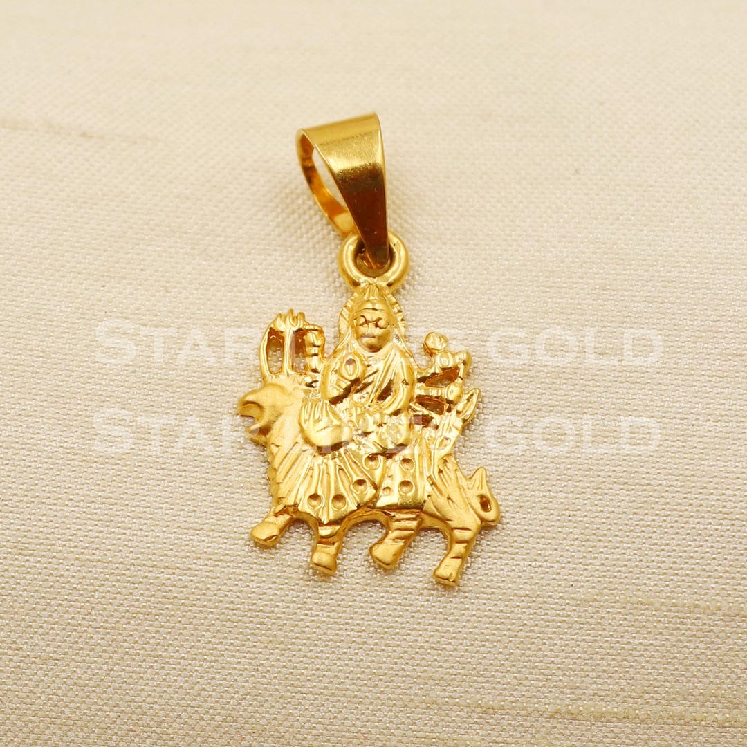 Durga Devi Goddess 22k Yellow Gold Handmade Pendant Light Weight ...