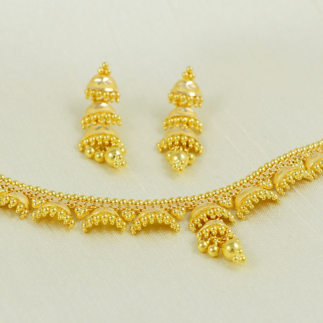 Fine 22KT 22 Karat GOLD NECKLACE Set Jewelry, Indian Jewelry, Perfect Gift for Loved Ones - Etsy