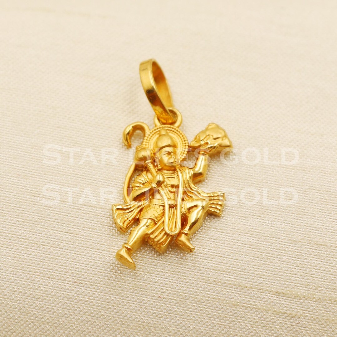 Hanuman Ji Bajrang Bali 22k Yellow Gold Handmade Charms Pendant Light ...