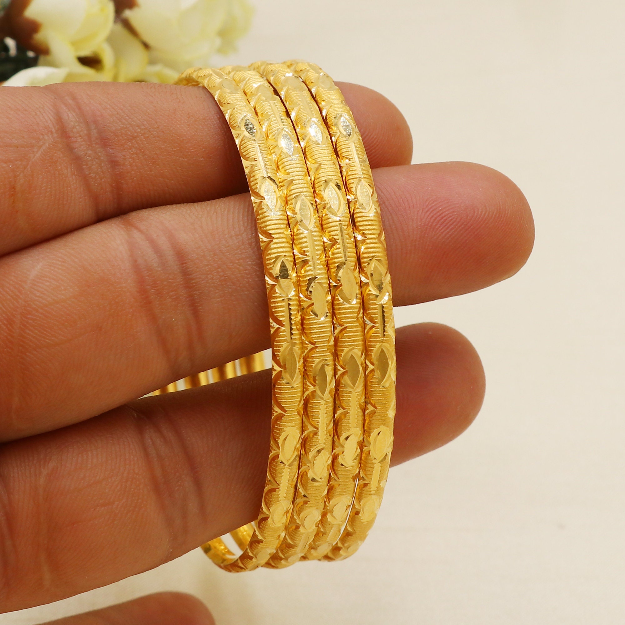22 Karat 22k Gold Bangle Bracelet Set Jewelry, 4 Pieces Set - Etsy