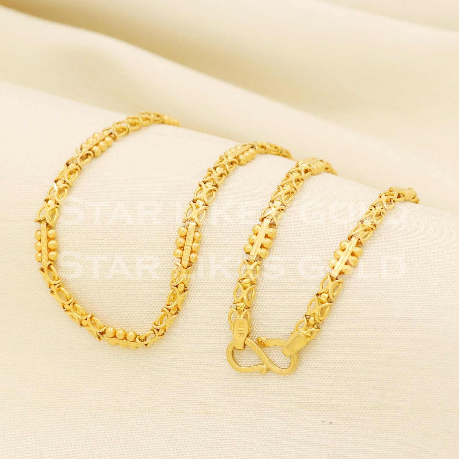Beautiful 22k 22KT GOLD Chain Necklace Handmade Fine Special Links ...